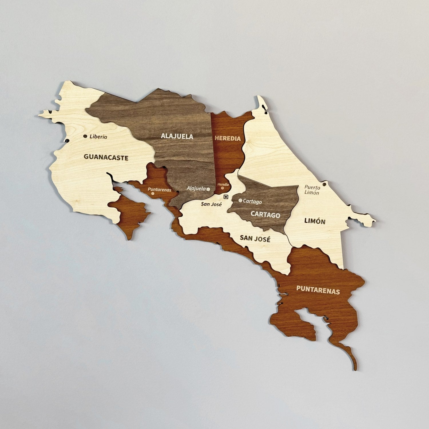 Map of Costa Rica - Wood Wall Art Decor