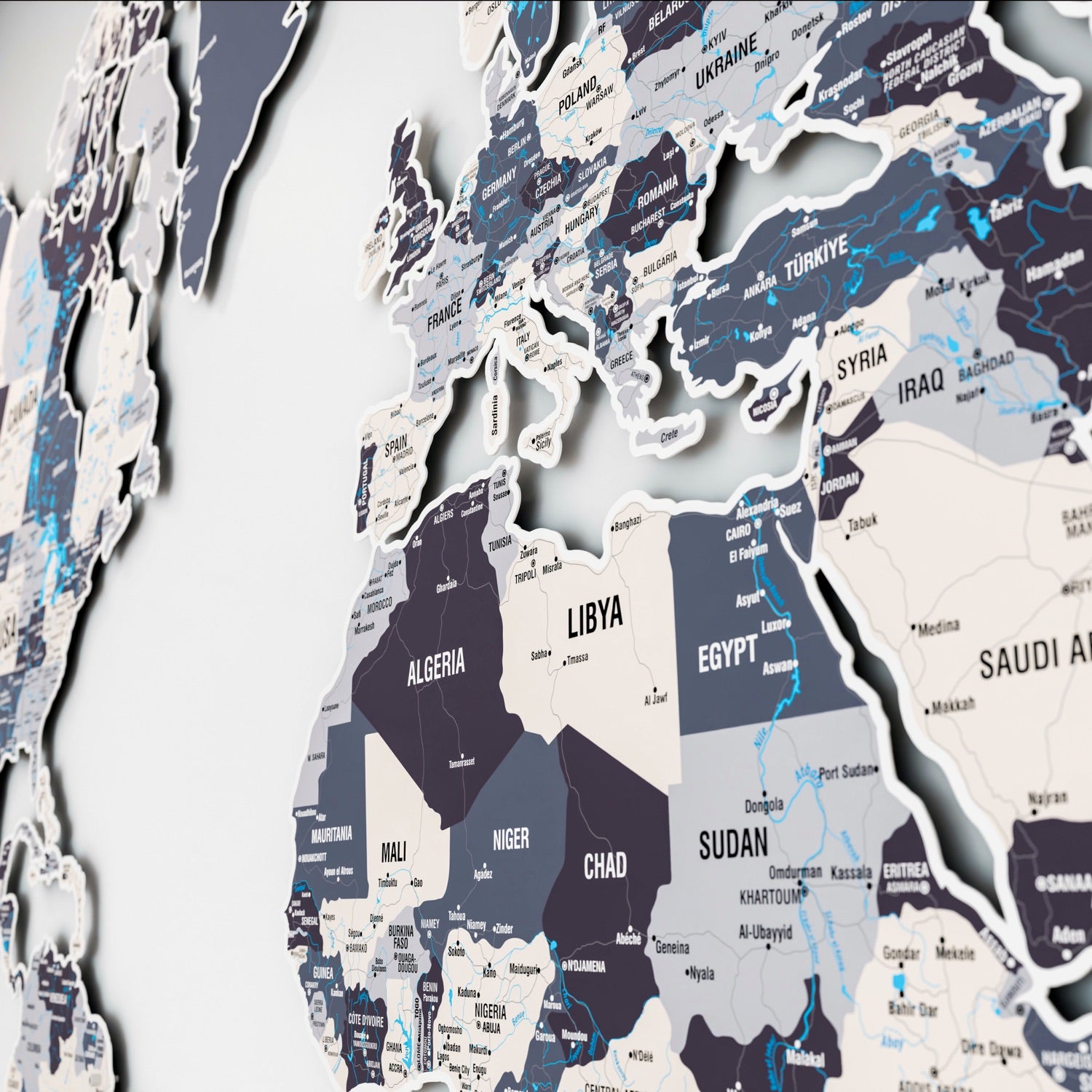 Metal World Map - UV Print Wall Art (Nimbus) – ColorfullWorlds