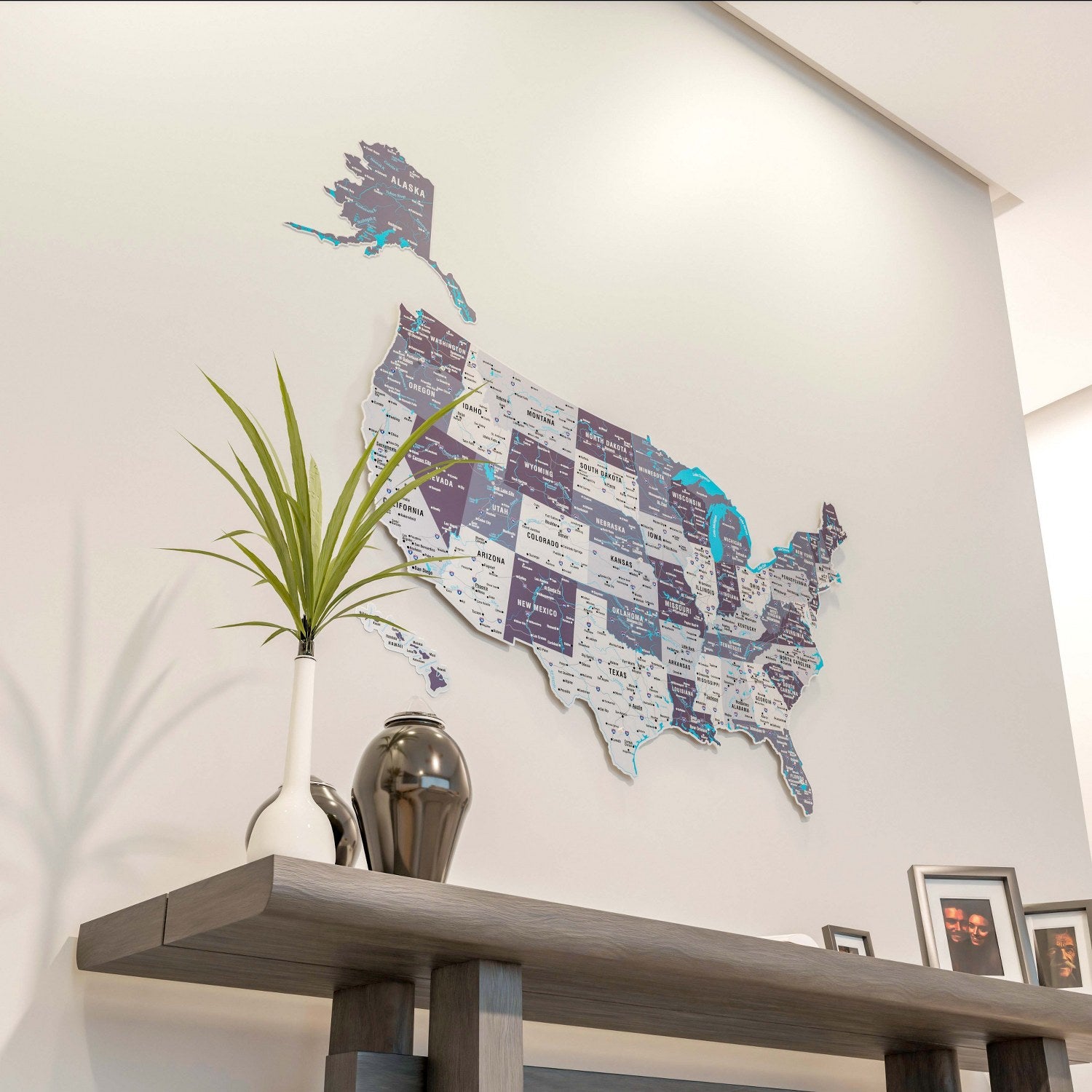 Nimbus Colors Metal Wall Map of USA - UV Print Decor – ColorfullWorlds