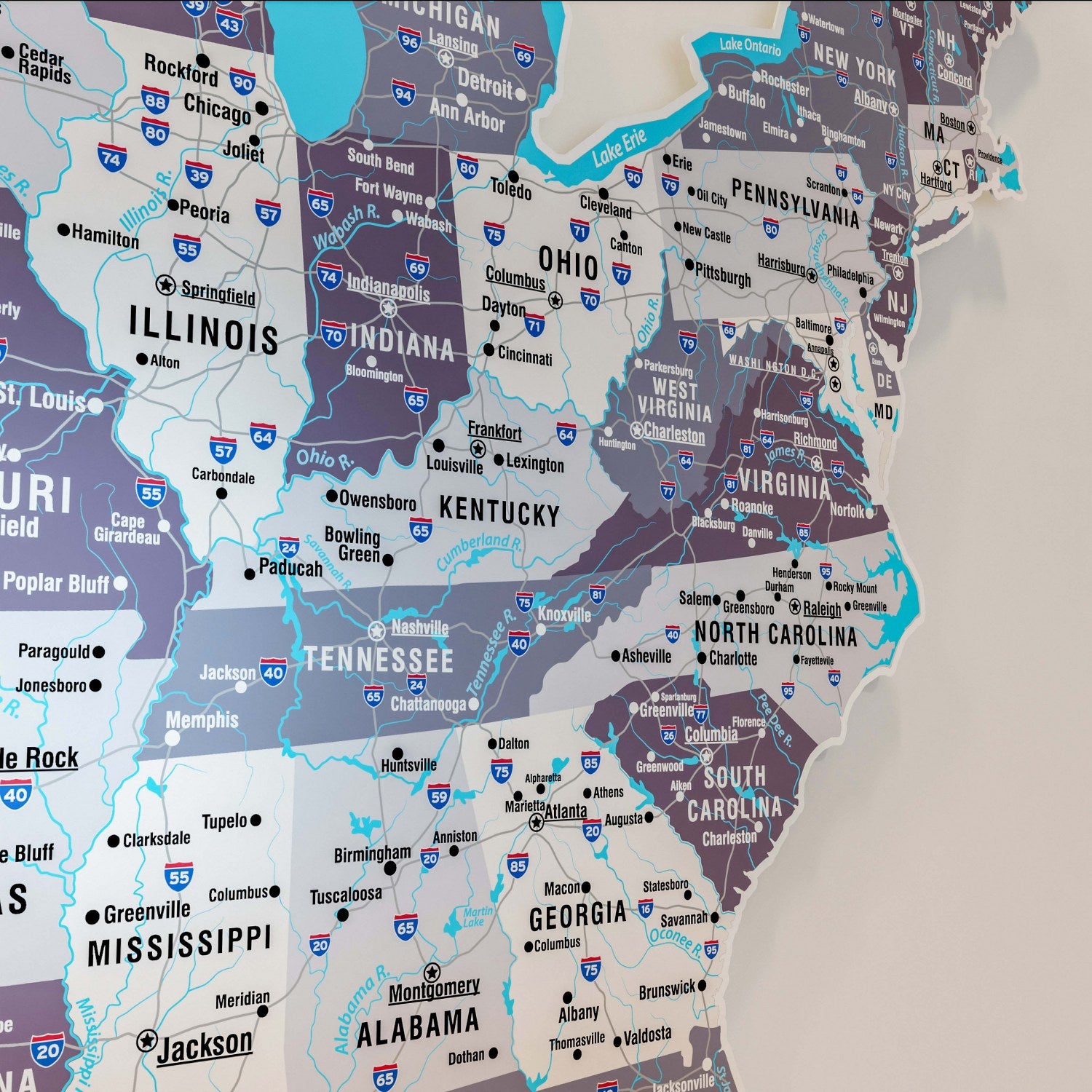 Nimbus Colors Metal Wall Map of USA - UV Print Decor – ColorfullWorlds