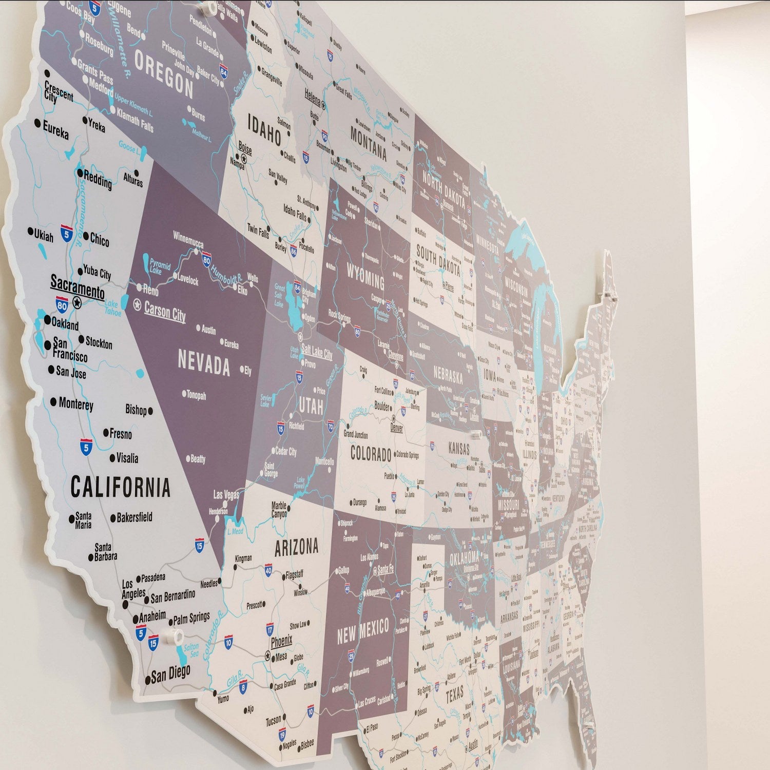 Nimbus Colors Metal Wall Map of USA - UV Print Decor – ColorfullWorlds