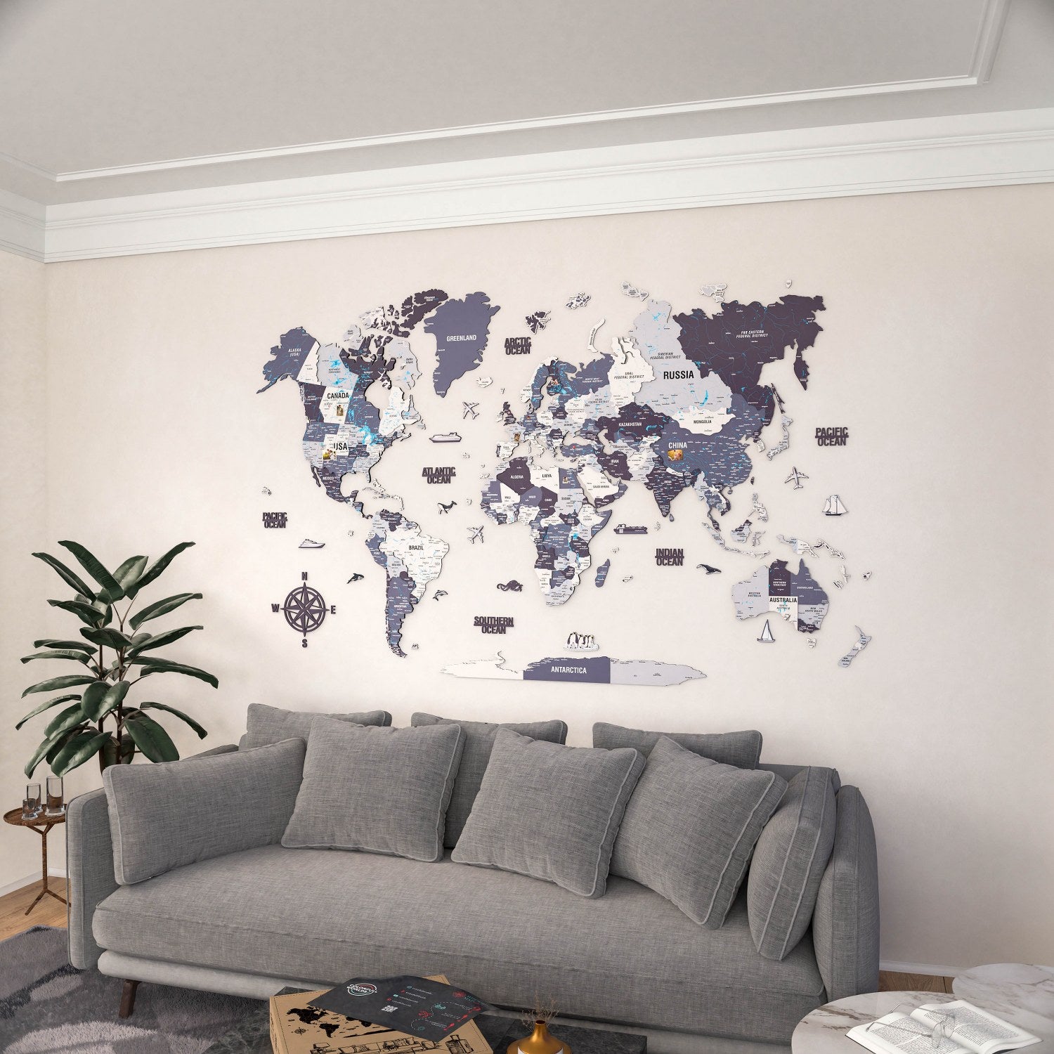 Wooden World Map for Wall - 3D & Vibrant (Nimbus) – ColorfullWorlds