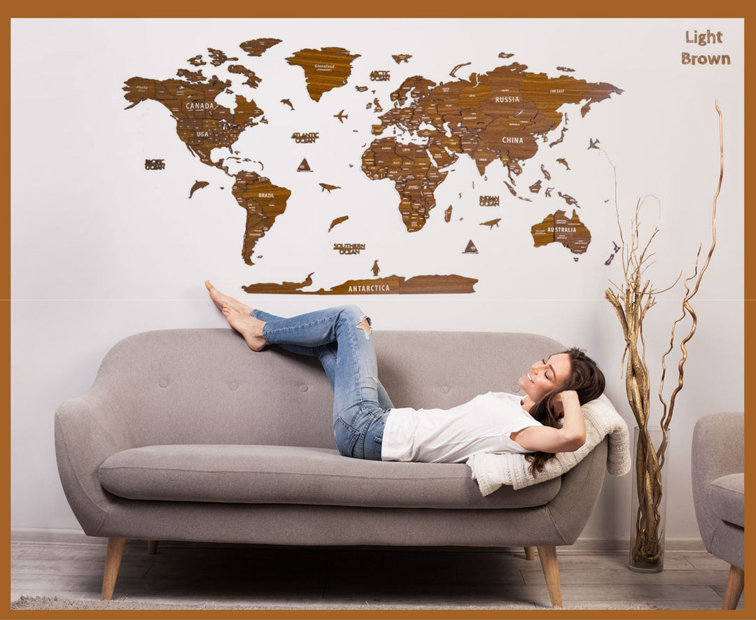 Wood Map - Large Wooden World Map