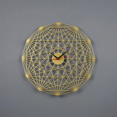 Dodecagon Tesseract Diagonal Polygon Metal Clock Wall Art
