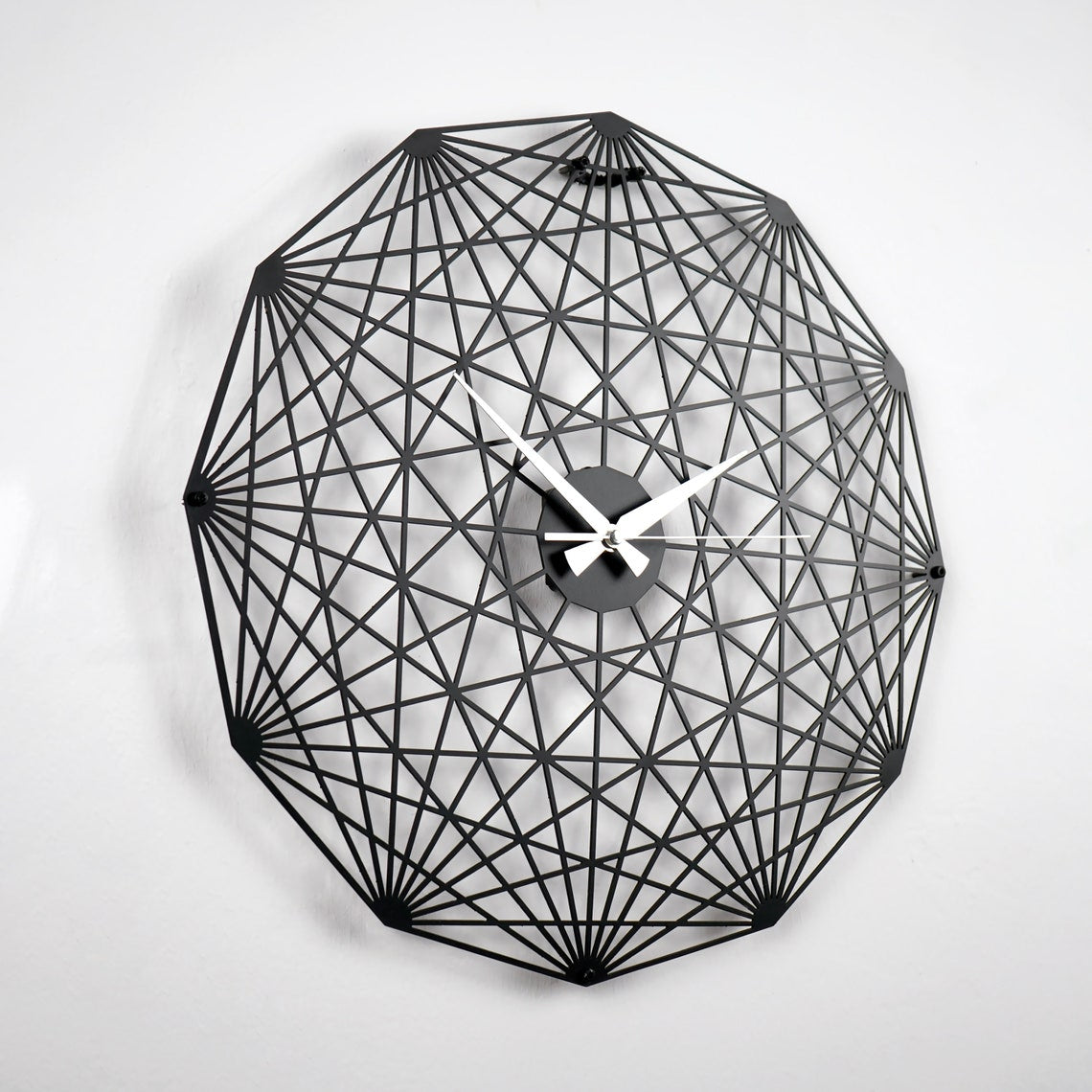 Dodecagon Tesseract Diagonal Polygon Metal Clock Wall Art